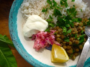 Simple Peruvian Lentils and Rice Recipe with Red Onion Salad – The Back ...