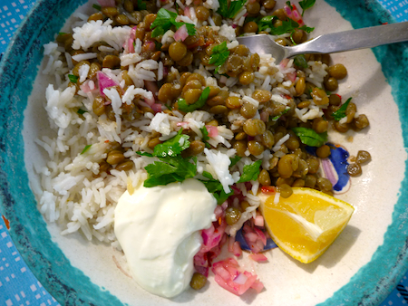 Simple Peruvian Lentils and Rice Recipe with Red Onion Salad – The Back ...